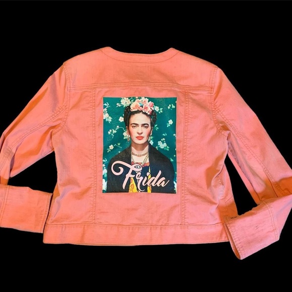 Old Navy | Jackets & Coats | Frida Kahlo Coral Denim Jacket | Poshmark